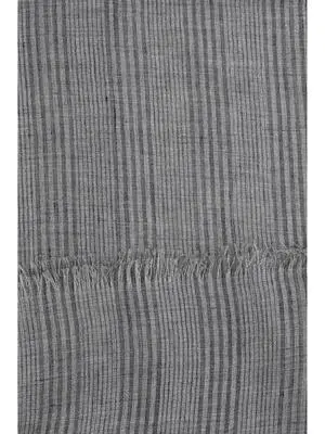 Brunello Cucinelli Linen Scarf With Lurex Details - Gray