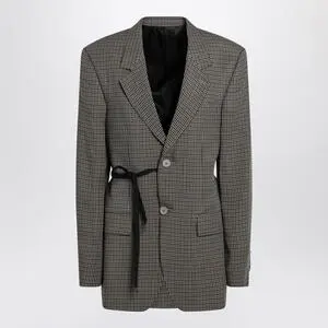 Balenciaga Vichy-pattern Jacket With Side Lace Detail - Green