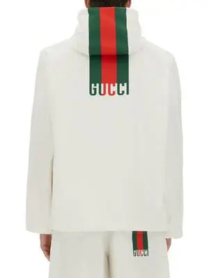 Gucci Cotton Zip Up Hooded Sweatshirt