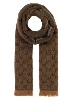 Gucci Camel Wool Scarf - Brown