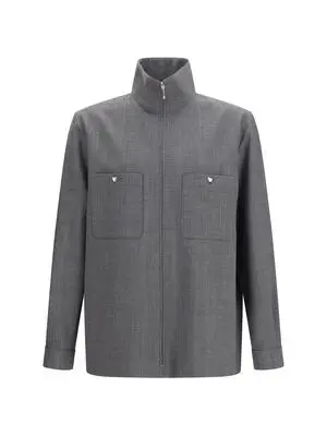 Valentino Garavani Mouliné Wool Shirt Jacket - Gray