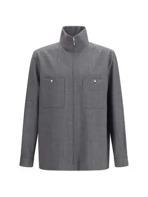 Valentino Garavani Mouliné Wool Shirt Jacket - Gray