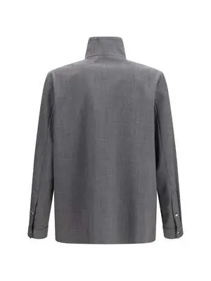 Valentino Garavani Mouliné Wool Shirt Jacket - Gray