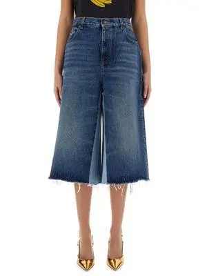 Chloé Patchwork Denim Bermuda Shorts - Blue