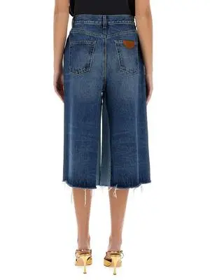 Chloé Patchwork Denim Bermuda Shorts