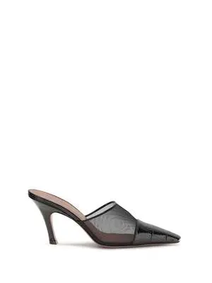 Amina Muaddi Jamie Mesh Mules - Black