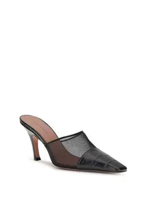 Amina Muaddi Jamie Mesh Mules - Black