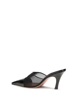 Amina Muaddi Jamie Mesh Mules - Black