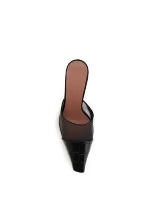 Amina Muaddi Jamie Mesh Mules - Black