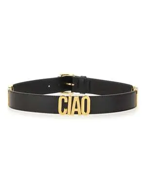 Moschino Leather Logo Belt - Black