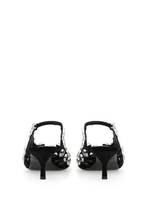 Attico Grid Slingback Shoes - Black