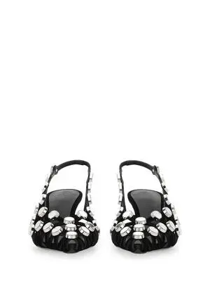 Attico Grid Slingback Shoes - Black