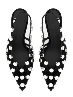 Attico Grid Slingback Shoes - Black