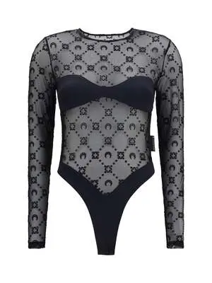 MARINE SERRE Mesh Body With Moon Motif - Black