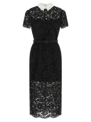 SELF-PORTRAIT Lace Dress With Collar - Black
