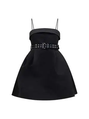 GANNI Short Satin Dress With A Full Skirt - Black