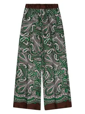 P.a.r.o.s.h Silk Paisley Print Trousers - Green