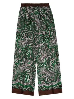 P.a.r.o.s.h Silk Paisley Print Trousers - Green