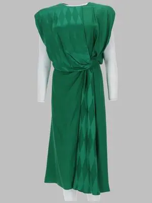 Versace Abito Midi Drappeggiato In Seta - Green