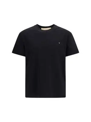 Valentino Garavani Cotton T-shirt With Vgold - Black