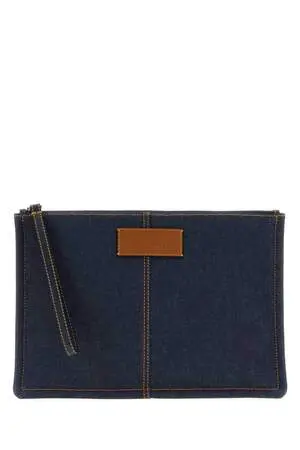 Fendi Denim Medium Clutch - Blue