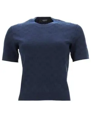 Gucci Top In Viscosa Jacquard Gg - Blue