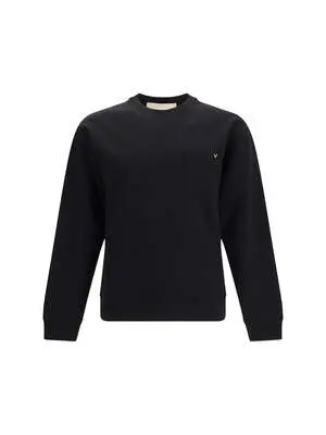 Valentino Garavani Cotton Jersey Crewneck Sweatshirt - Black