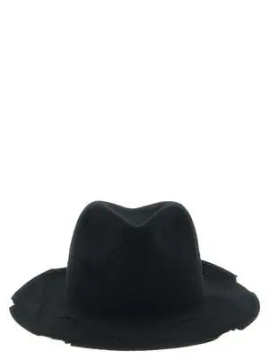 Yohji Yamamoto Wool Felt Cut-out Hat - Black