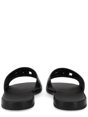 Dolce & Gabbana Leather Logo Slides - Black
