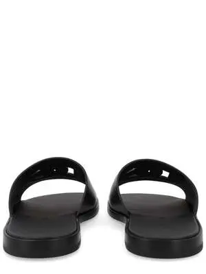 Dolce & Gabbana Leather Logo Slides - Black