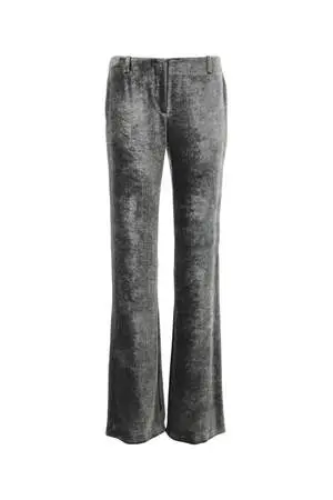 Alberta Ferretti Velvet Wide-leg Pant - Silver