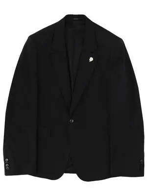 Gucci Single-breasted Jacket With Gg Weave - Black