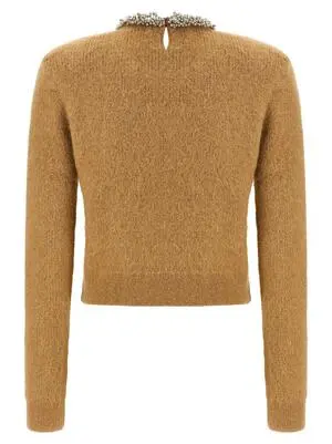 SELF-PORTRAIT Jewel Embroidered Sweater - Brown
