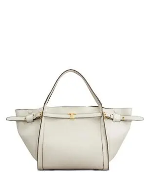 TOD'S T Signature Small Shopping Bag In Leather - White