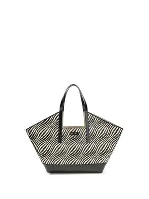 Marni Raffia Effect Fabric Tote Bag - Black