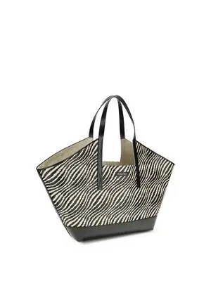 Marni Raffia Effect Fabric Tote Bag - Black