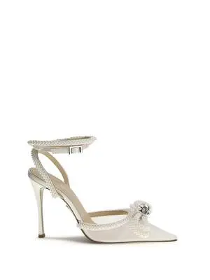Mach & Mach Double Bow Satin Pumps - White