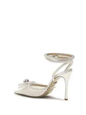 Mach & Mach Double Bow Satin Pumps - White