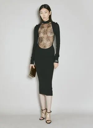 Dolce & Gabbana Chantilly Lace Insert Jersey Dress - Black