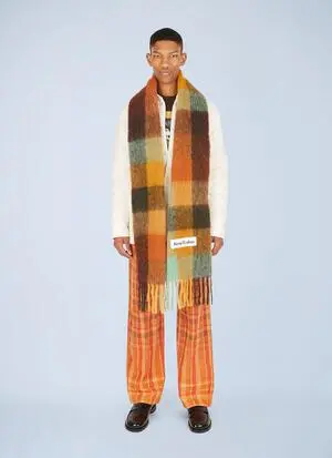 Acne Studios Fringed Check Scarf
