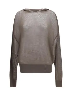 Rick Owens Semi-sheer Knit Hoodie - Gray