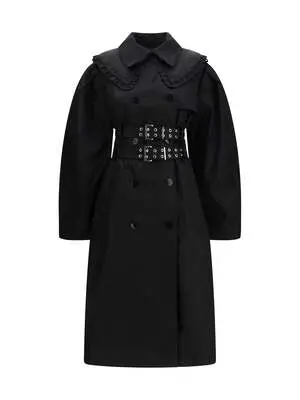 GANNI Belted Double-breasted Coat - Black