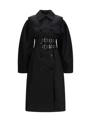 GANNI Belted Double-breasted Trench Coat - Black