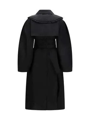 GANNI Belted Double-breasted Trench Coat - Black