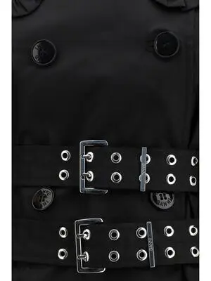 GANNI Belted Double-breasted Trench Coat - Black