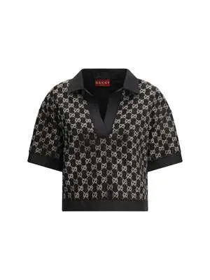 Gucci Wool Lamé Tweed Top - Black