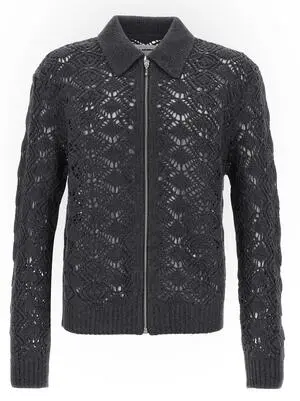 JIL SANDER Openwork Wool Cardigan - Gray