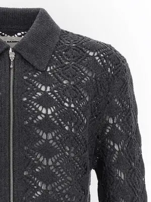 JIL SANDER Openwork Wool Cardigan - Gray