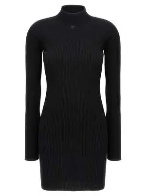 COURREGES Solar Light Rib Dress - Black