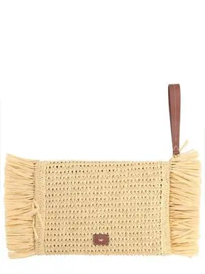 ANYA HINDMARCH Oversize Raffia Clutch Bag - Cream